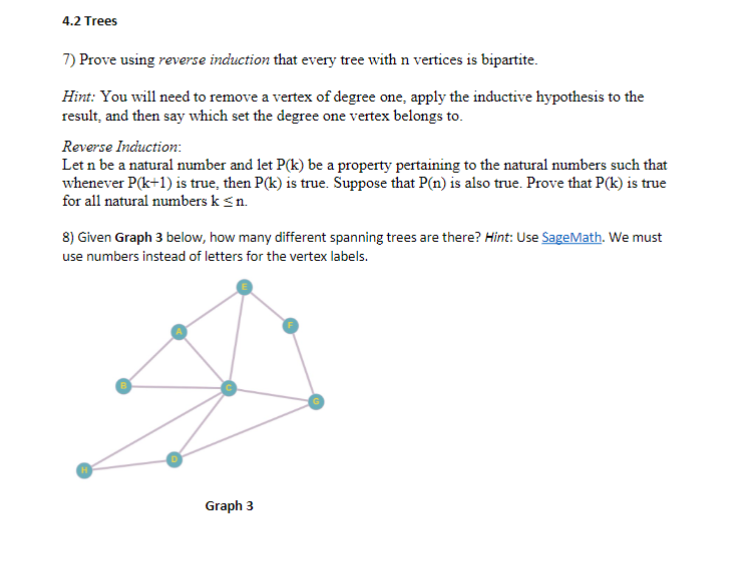 Solved 7) Prove using reverse induction that every tree with | Chegg.com