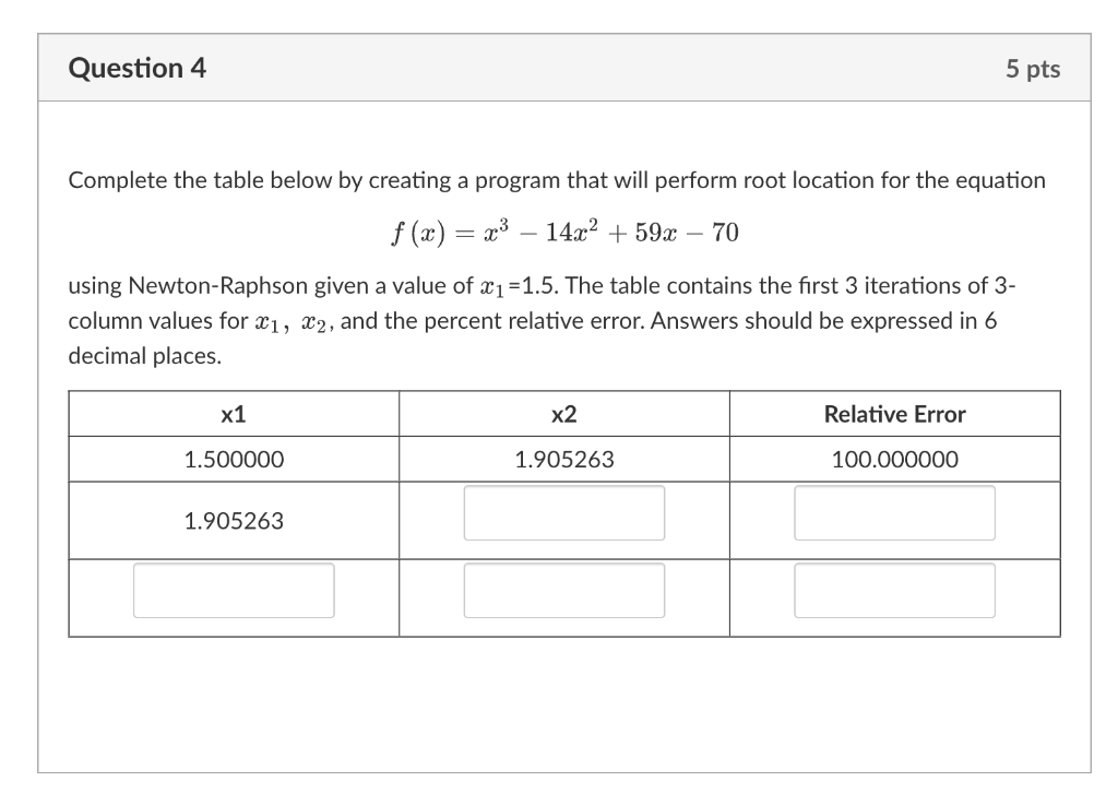 Solved Question 1 Complete the table below by creating a | Chegg.com