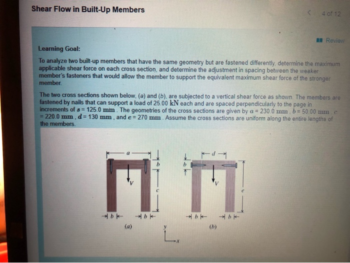 Solved Shear Flow in Built-Up Members 4 of 12 Review | Chegg.com