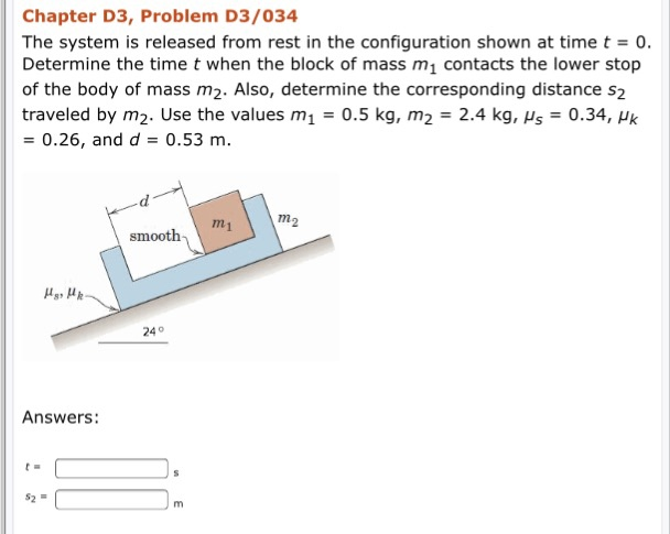 Solved Chapter D3, Problem D3/034 The system is released | Chegg.com
