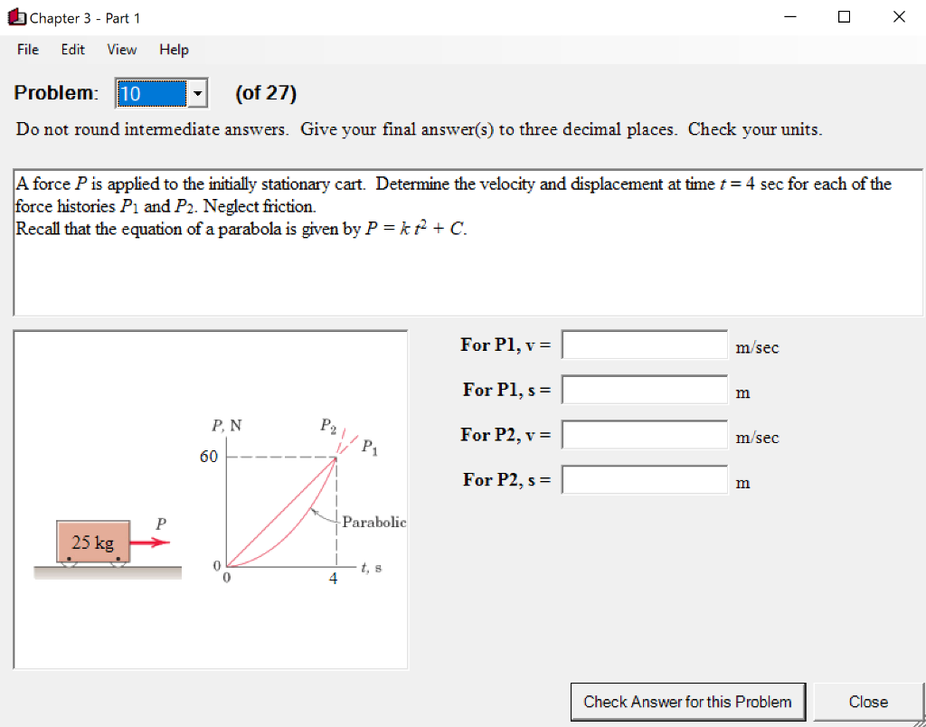 Solved -ox Chapter 3 - Part 1 File Edit View Help Problem: | Chegg.com