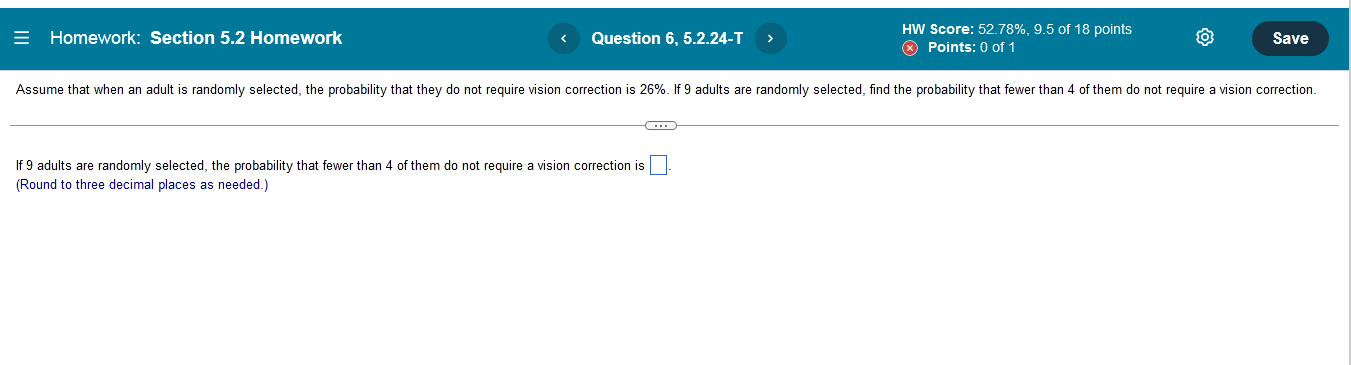 Solved Homework Section 5 2 Homework Question 6 5 2 24 T