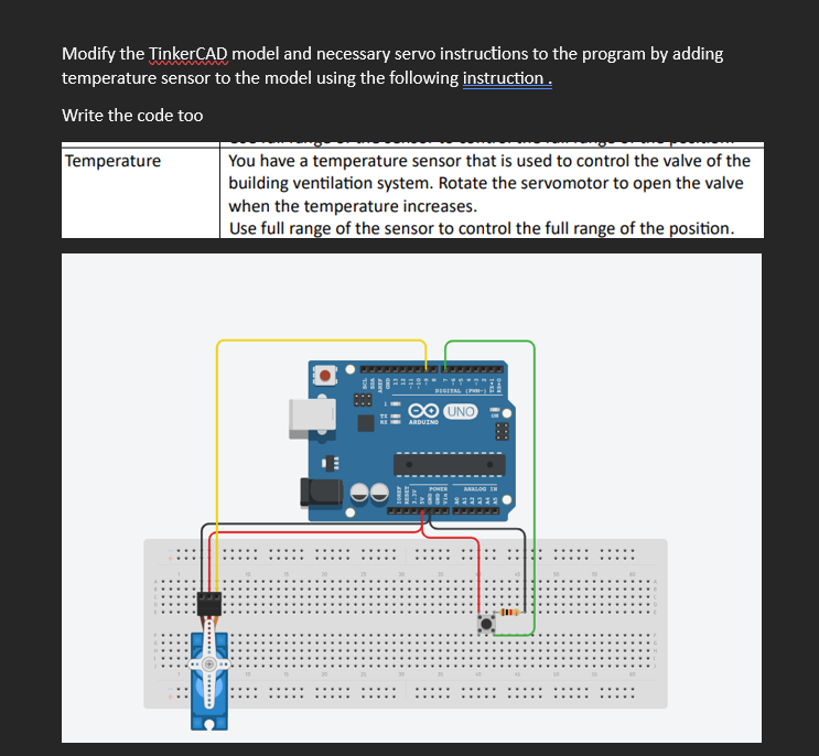 Solved Modify the TinkerCAD model and necessary servo | Chegg.com