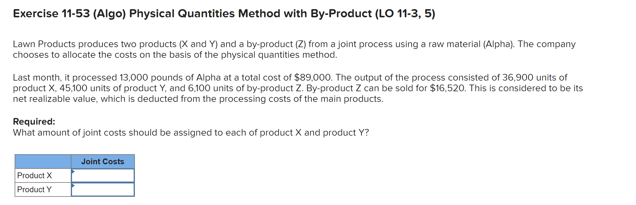 Solved Exercise 11-53 (Algo) Physical Quantities Method with | Chegg.com