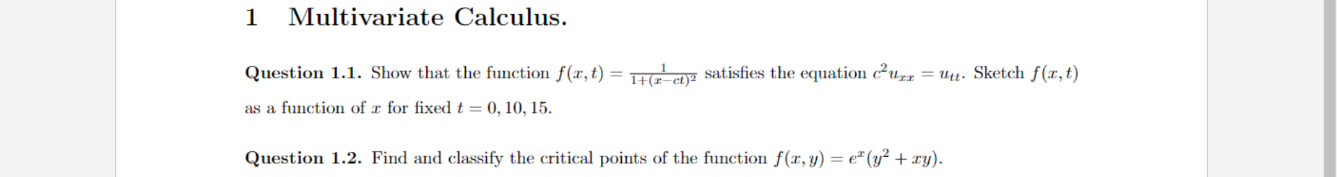Solved 1 Multivariate Calculus. Question 1.1. Show that the | Chegg.com