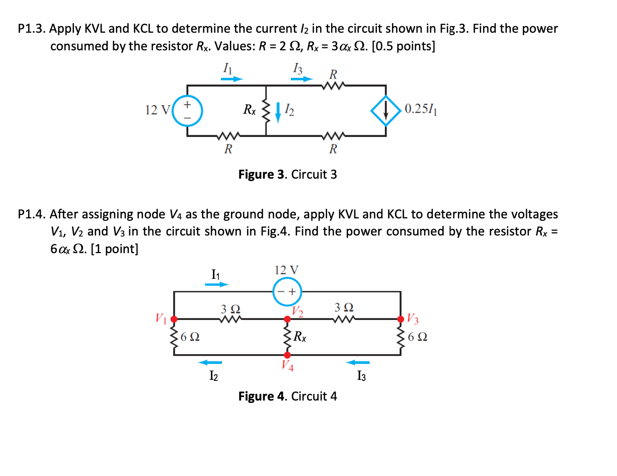 Solved 1.3. Apply KVL and KCL to determine the current I2 in | Chegg.com