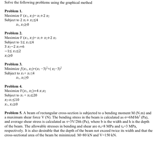 Solved Solve the following problems using the graphical | Chegg.com