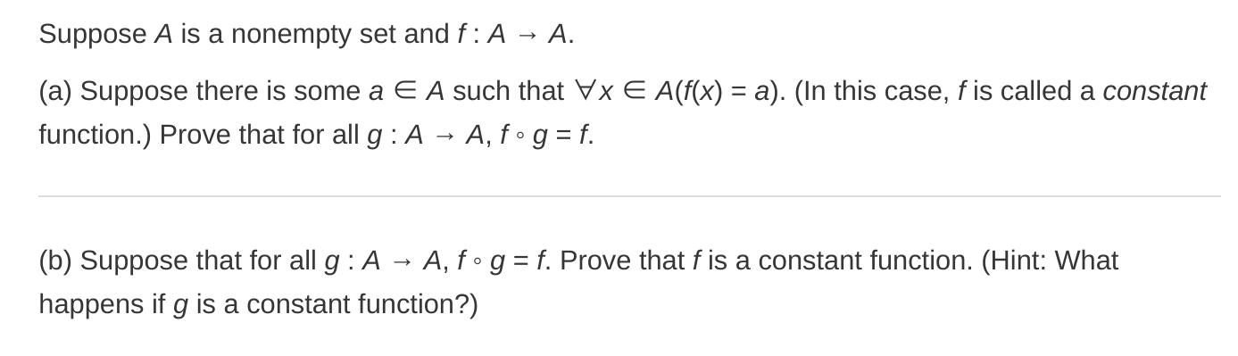 Solved Suppose A is a nonempty set and f: A → A. (a) Suppose | Chegg.com