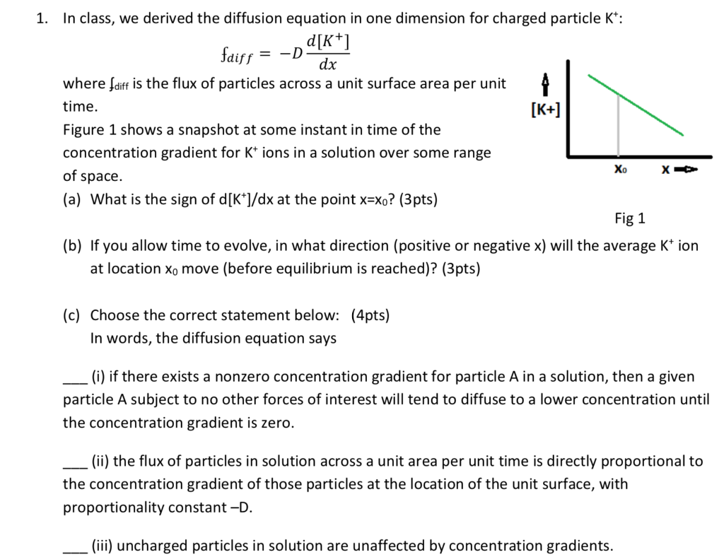 Solved In class, we derived the diffusion equation in one | Chegg.com
