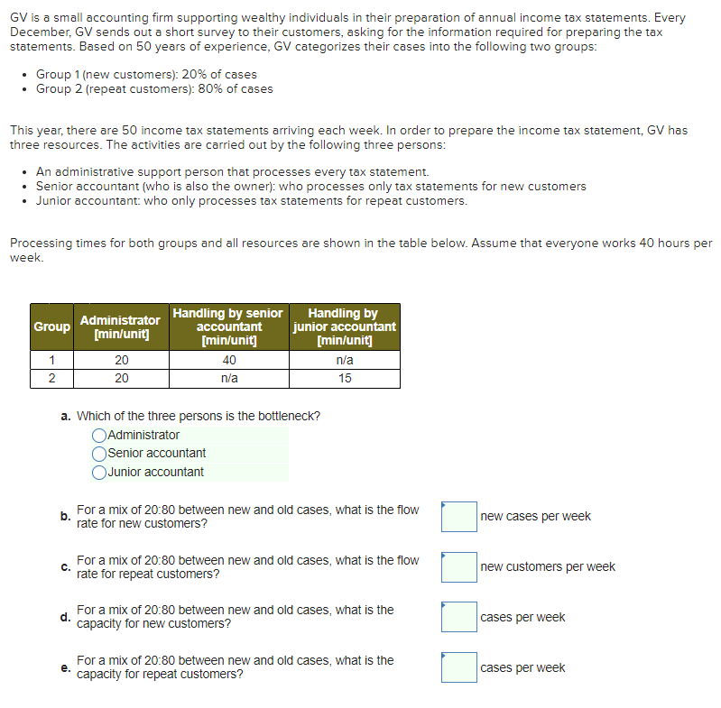 Solved GV is a small accounting firm supporting wealthy | Chegg.com