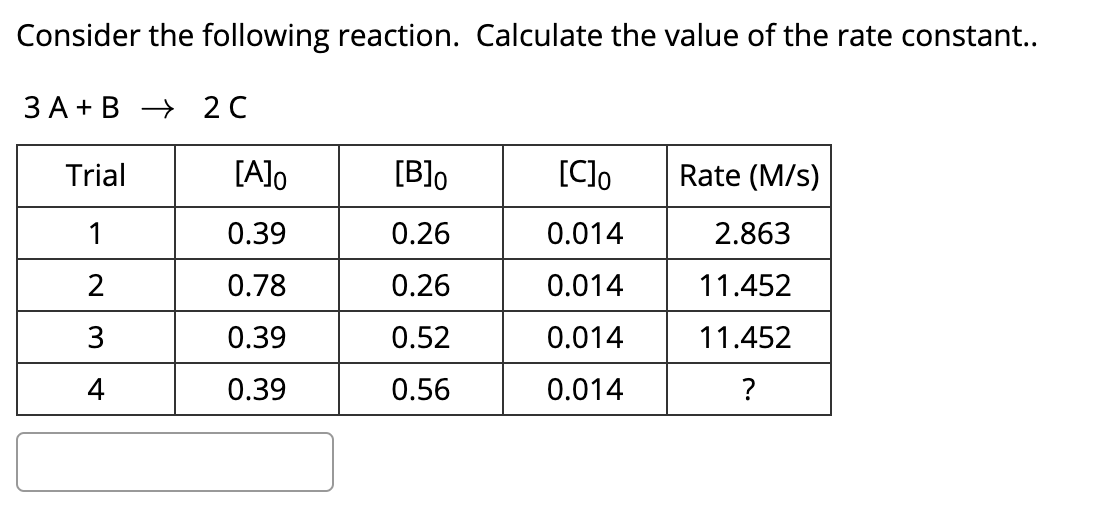 Solved Consider the following reaction. Calculate the rate | Chegg.com