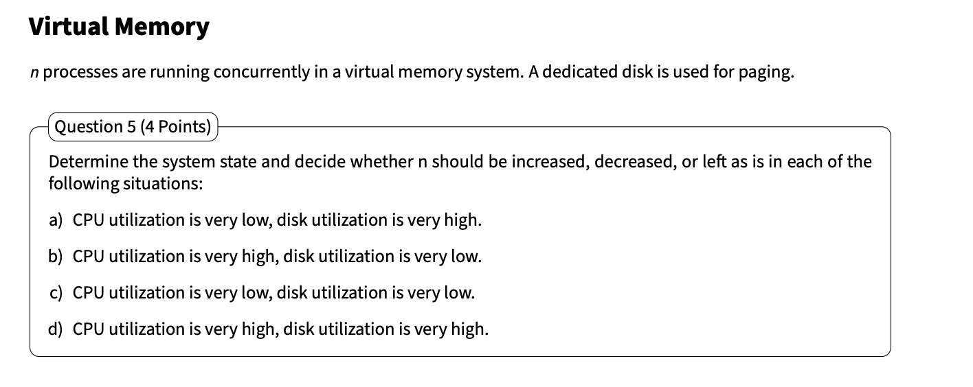 Solved n processes are running concurrently in a virtual | Chegg.com