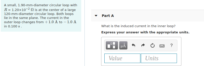Solved A small, 1.90-mm-diameter circular loop with R= | Chegg.com