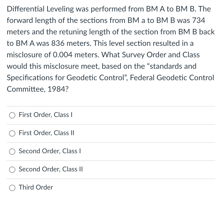 Solved Differential Leveling was performed from BM A to BM | Chegg.com