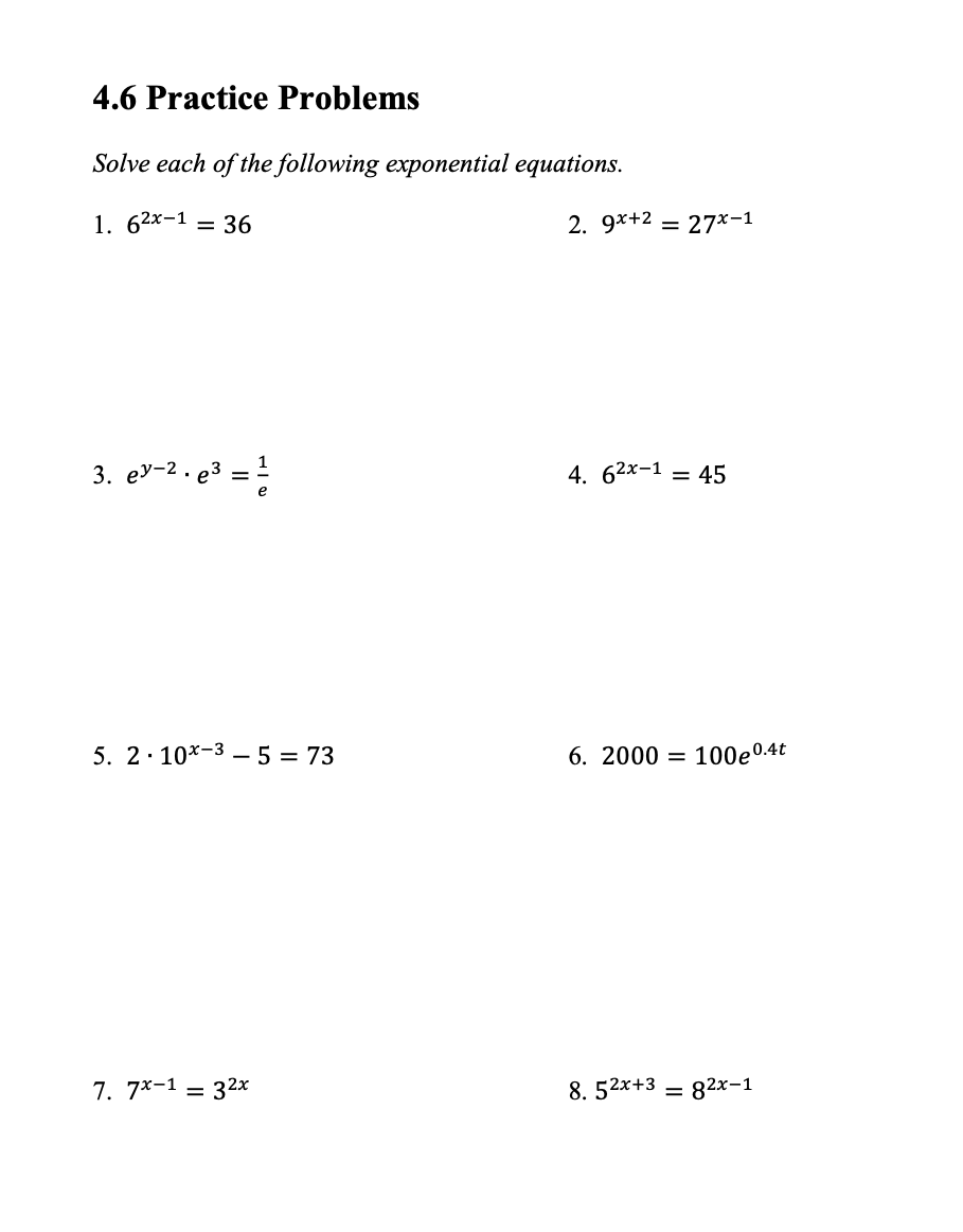 Solved 4.6 Practice Problems Solve each of the following | Chegg.com