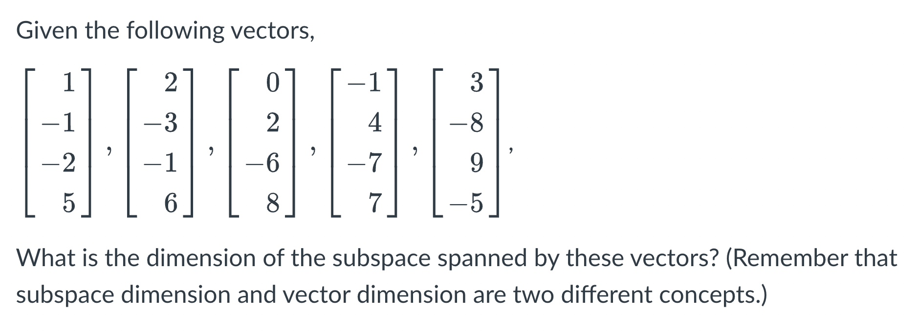 Solved Given the following vectors, | Chegg.com