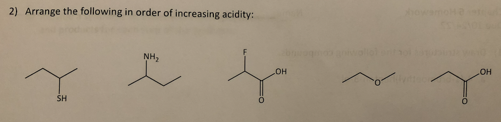 Solved 2) Arrange the following in order of increasing | Chegg.com