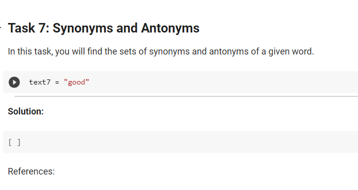 Solved Task 7: Synonyms and Antonyms In this task, you will | Chegg.com