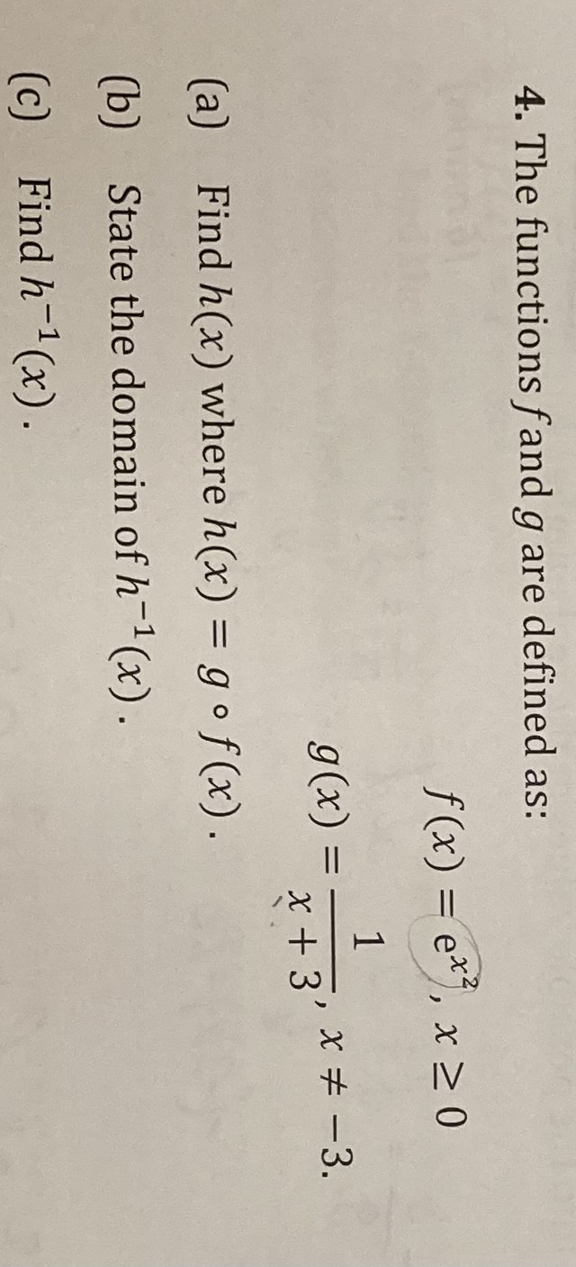 Solved 4. The functions f and g are defined as: | Chegg.com