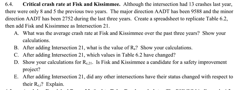 6.4. Critical crash rate at Fisk and Kissimmee. | Chegg.com