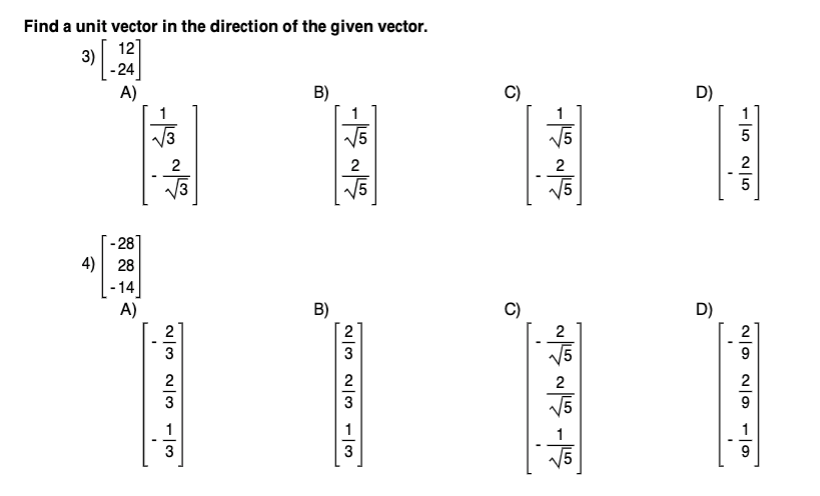 Solved Find a unit vector in the direction of the given | Chegg.com