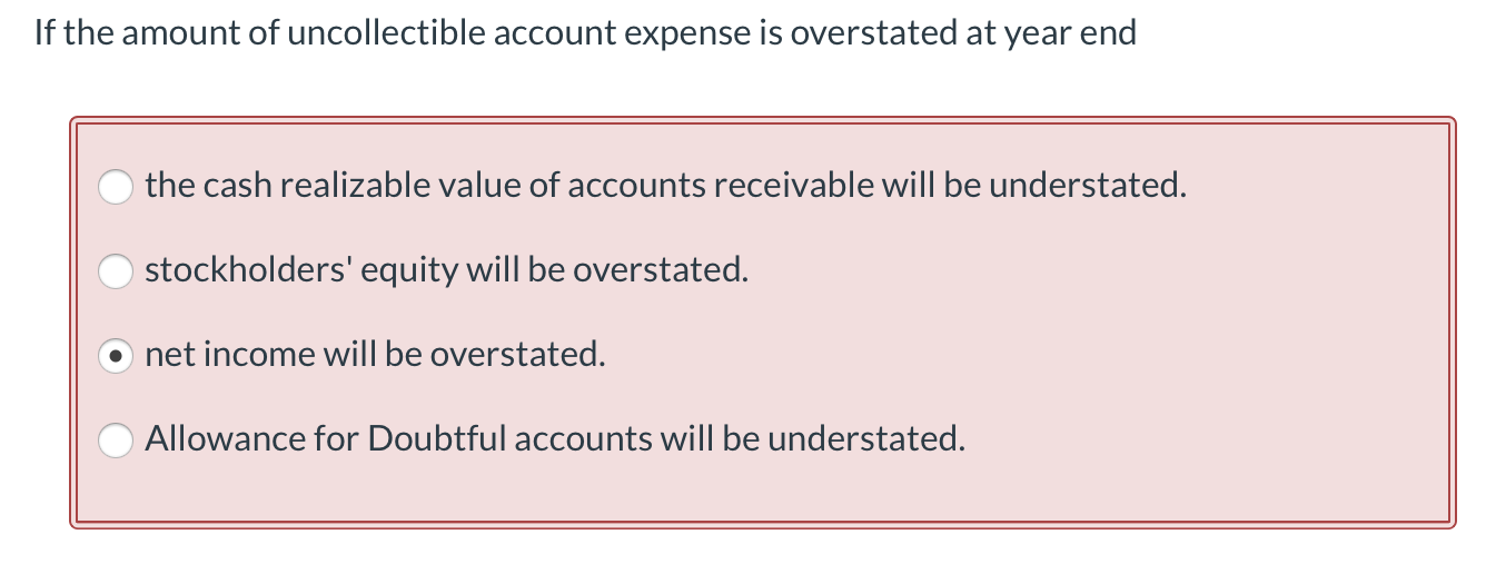 Solved If the amount of uncollectible account expense is | Chegg.com