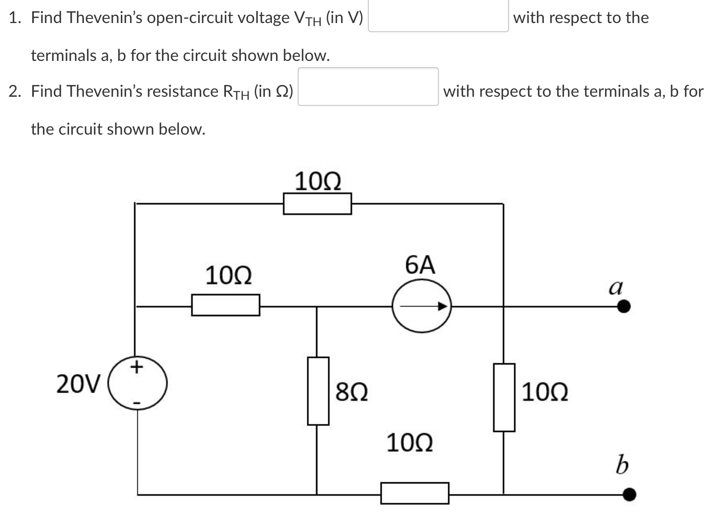 Solved 1 Find Thevenins Open Circuit Voltage Vth In V