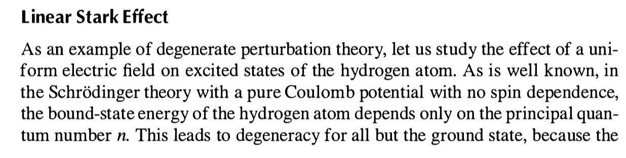 Solved Linear Stark Effect As an example of degenerate | Chegg.com