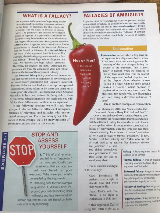 Identify and describe three fallacies. Share a | Chegg.com