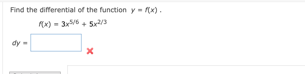 Solved Find the differential of the function y=f(x). | Chegg.com