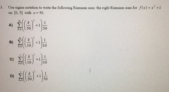 Solved 3. Use sigma notation to write the following Riemann | Chegg.com