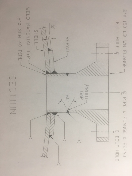 Solved 2 150 LB WN FLANGE BOLT HOLE REPAD SHELL WELD | Chegg.com