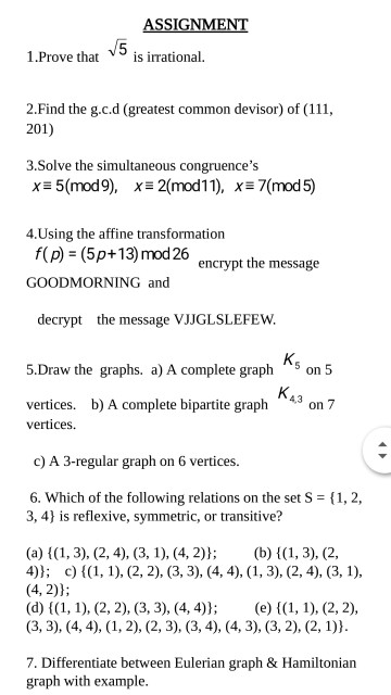 Solved 7. Differentiate between Eulerian graph & Hamiltonian | Chegg.com