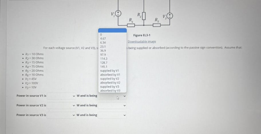 Solved Figure EL3-1 Downloadable image For each voltage | Chegg.com