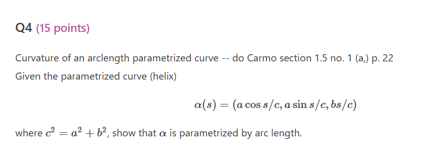 Solved Curvature of an arclength parametrized curve -- do | Chegg.com