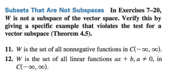 Solved Subsets That Are Not Subspaces In Exercises 7-20, W | Chegg.com