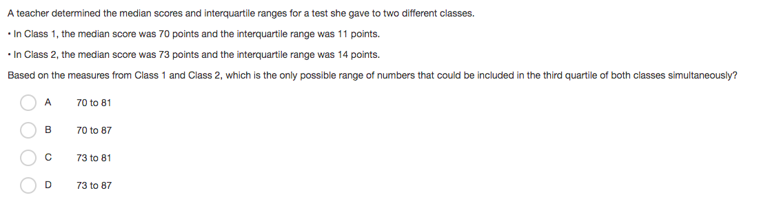 Solved A teacher determined the median scores and | Chegg.com