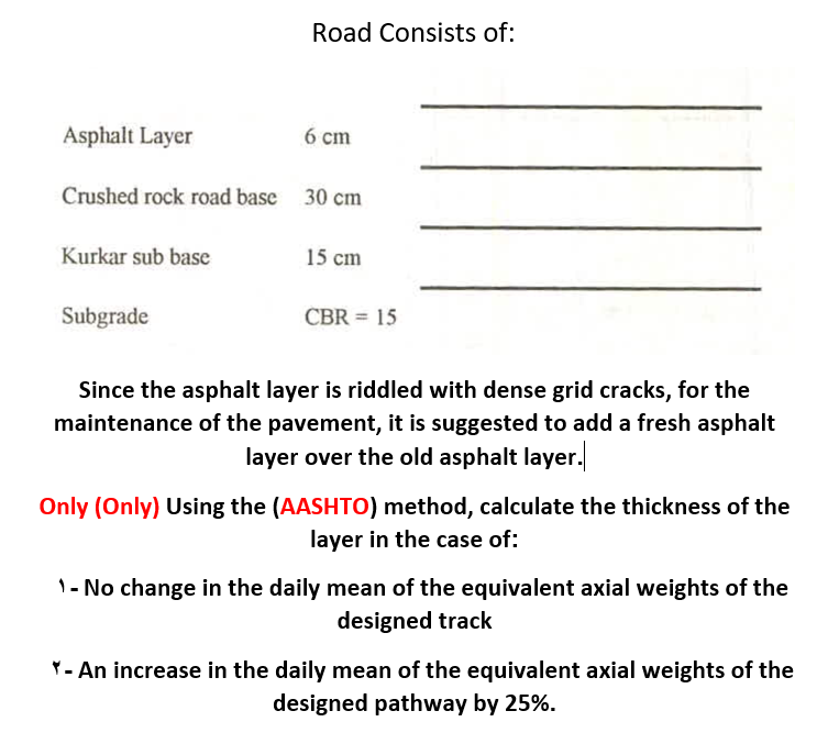 Solved Road Consists of: Since the asphalt layer is riddled | Chegg.com