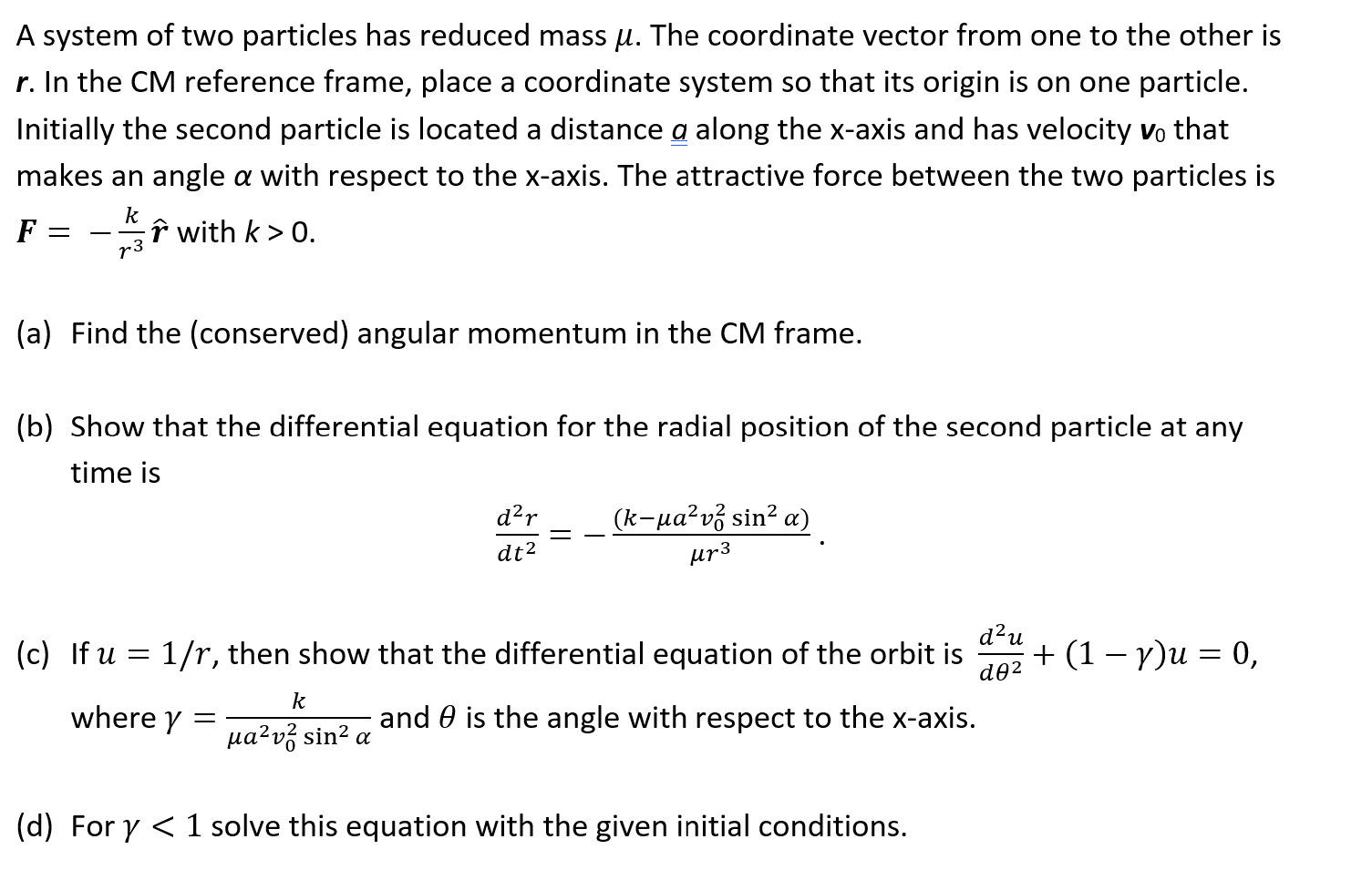 Solved A system of two particles has reduced mass u. The | Chegg.com