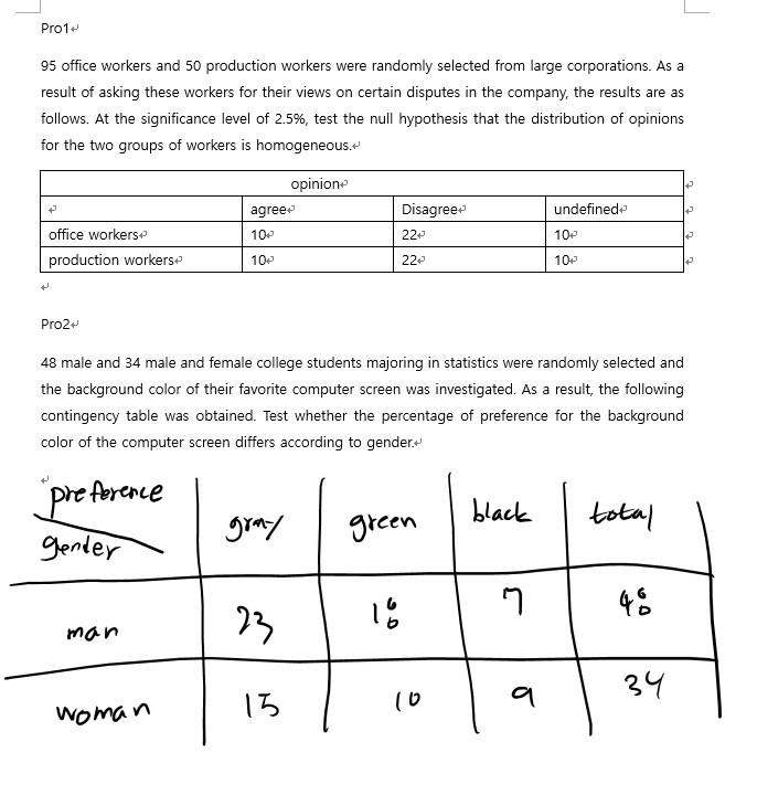 Solved Pro1 95 office workers and 50 production workers were | Chegg.com