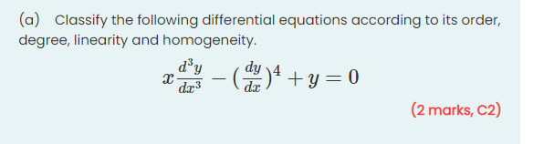 Solved A Classify The Following Differential Equations