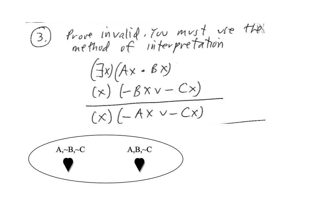 Solved Prove invalid. You must use method of interpretation | Chegg.com