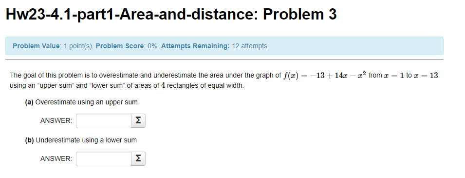 Solved Hw23-4.1-part1-Area-and-distance: Problem 3 Problem | Chegg.com