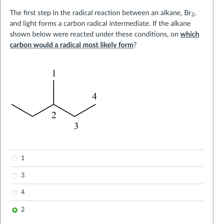 Solved The first step in the radical reaction between an | Chegg.com