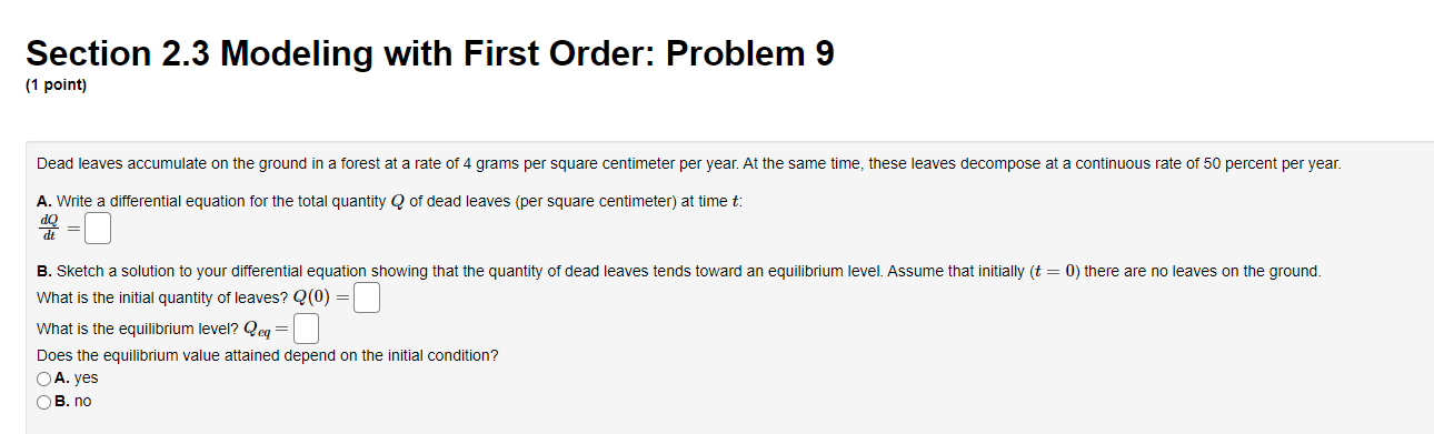Solved Section 2 3 Modeling With First Order Problem 9 1