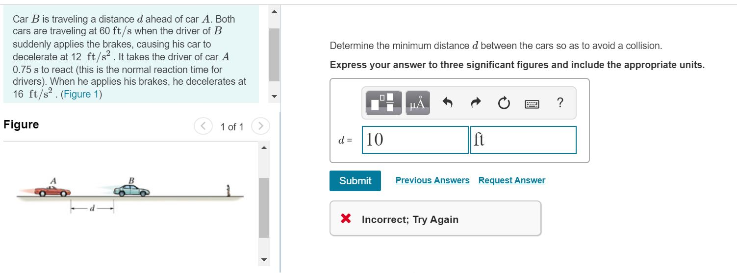 Solved Determine the minimum distance d between the cars so | Chegg.com