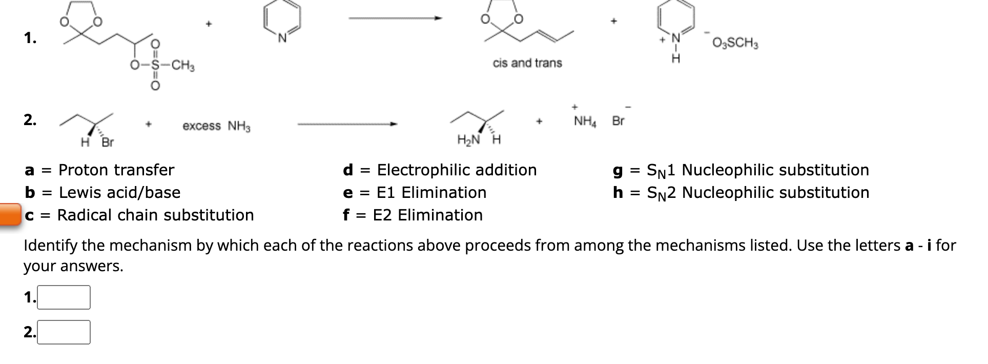 Solved a= Proton transfer b= Lewis acid/base c= Radical | Chegg.com