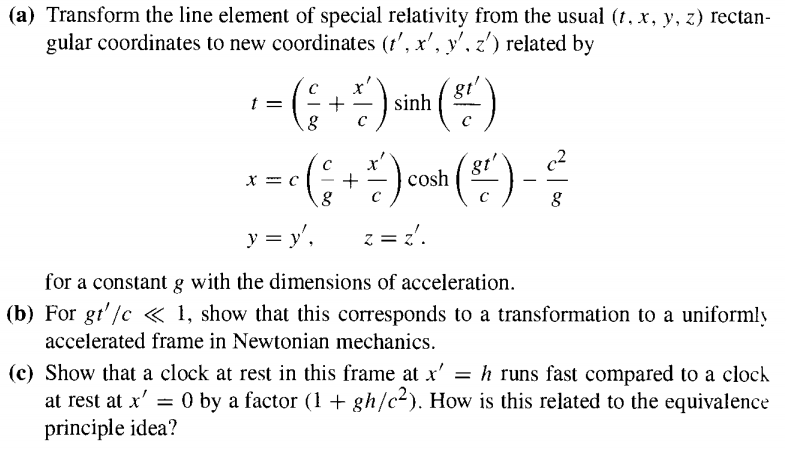 Solved (a) Transform the line element of special relativity | Chegg.com