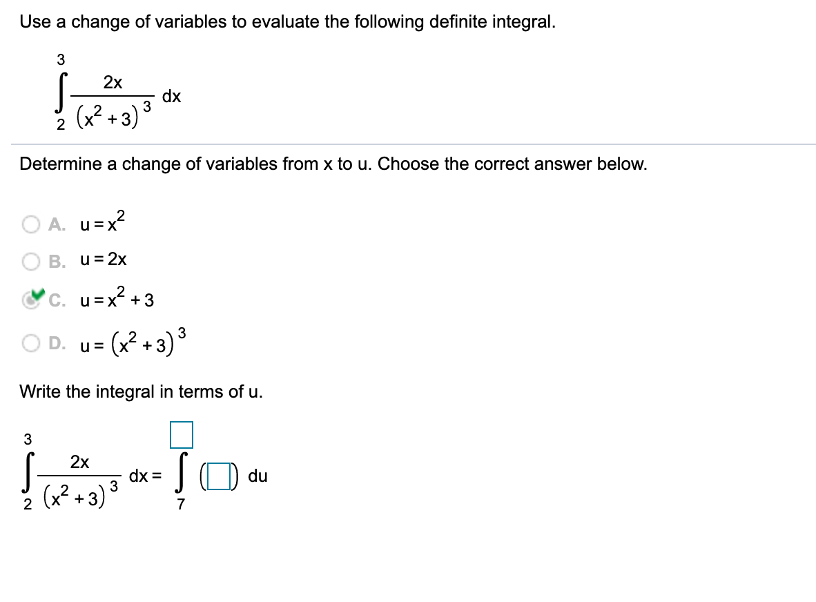 Solved Use a change of variables to evaluate the following | Chegg.com
