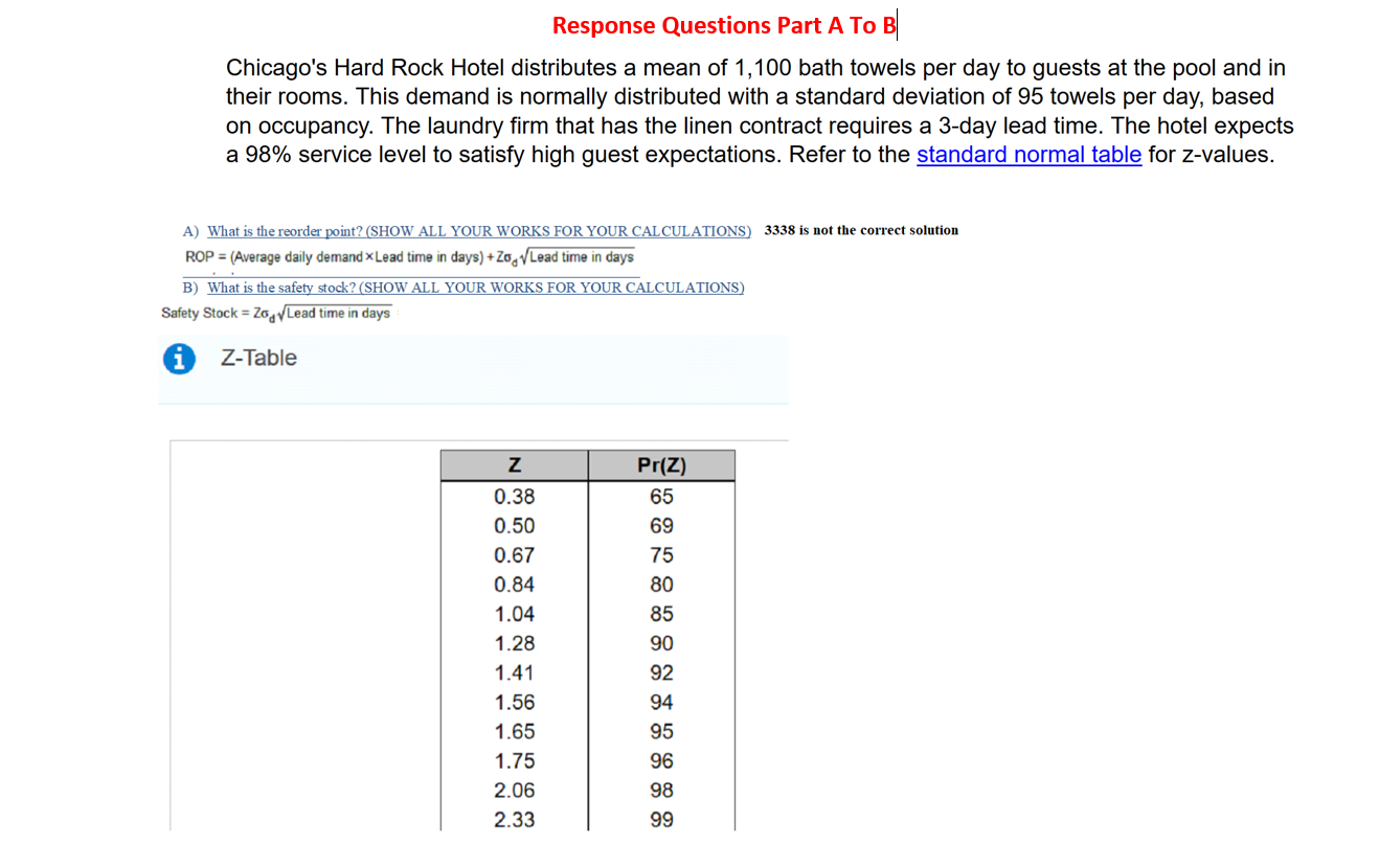 Solved Response Questions Part A To B Chicago's Hard Rock | Chegg.com
